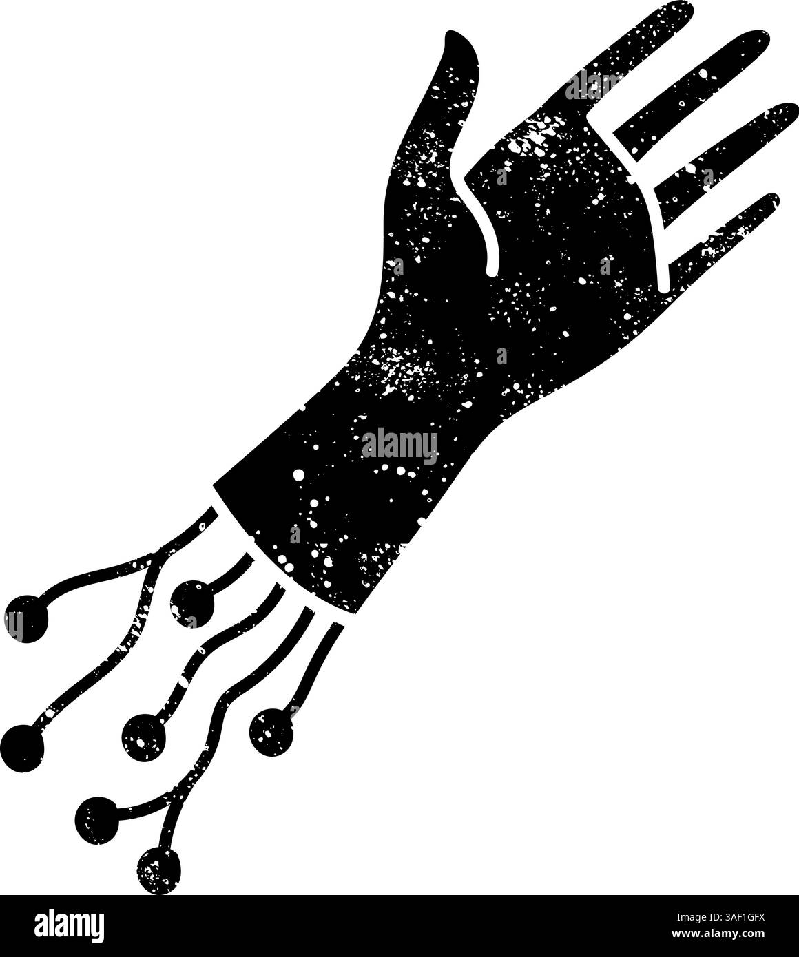 Robotic arm prosthetic black hand drawn icon in grunge look Stock Vector Image & Art - Alamy