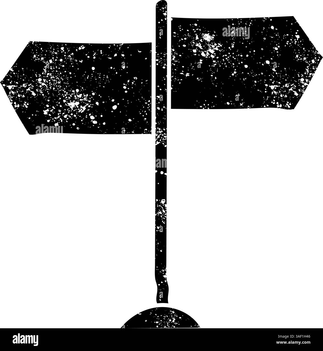 black hand drawn icon in grunge look road direction sign post icon ...