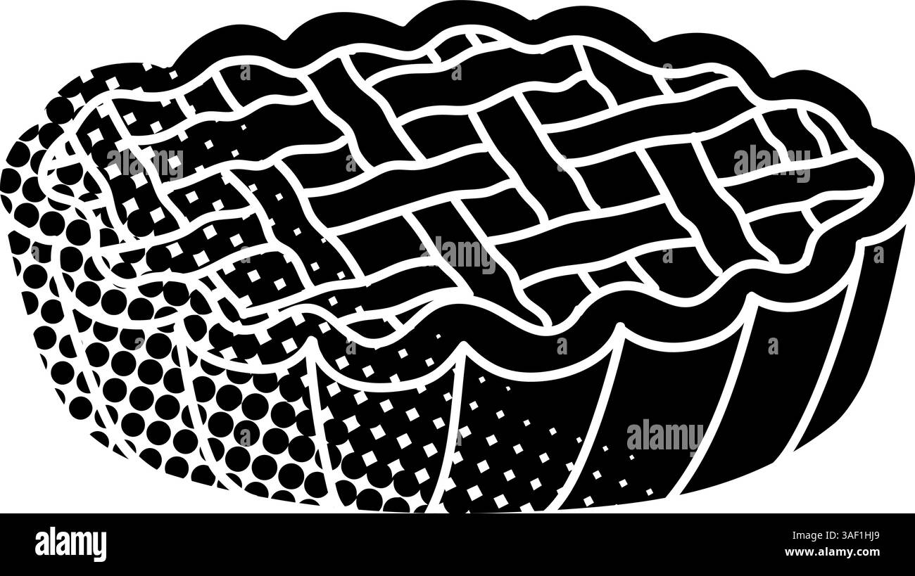 Pie black hand drawn icon in halftone texture style Stock Vector Image ...