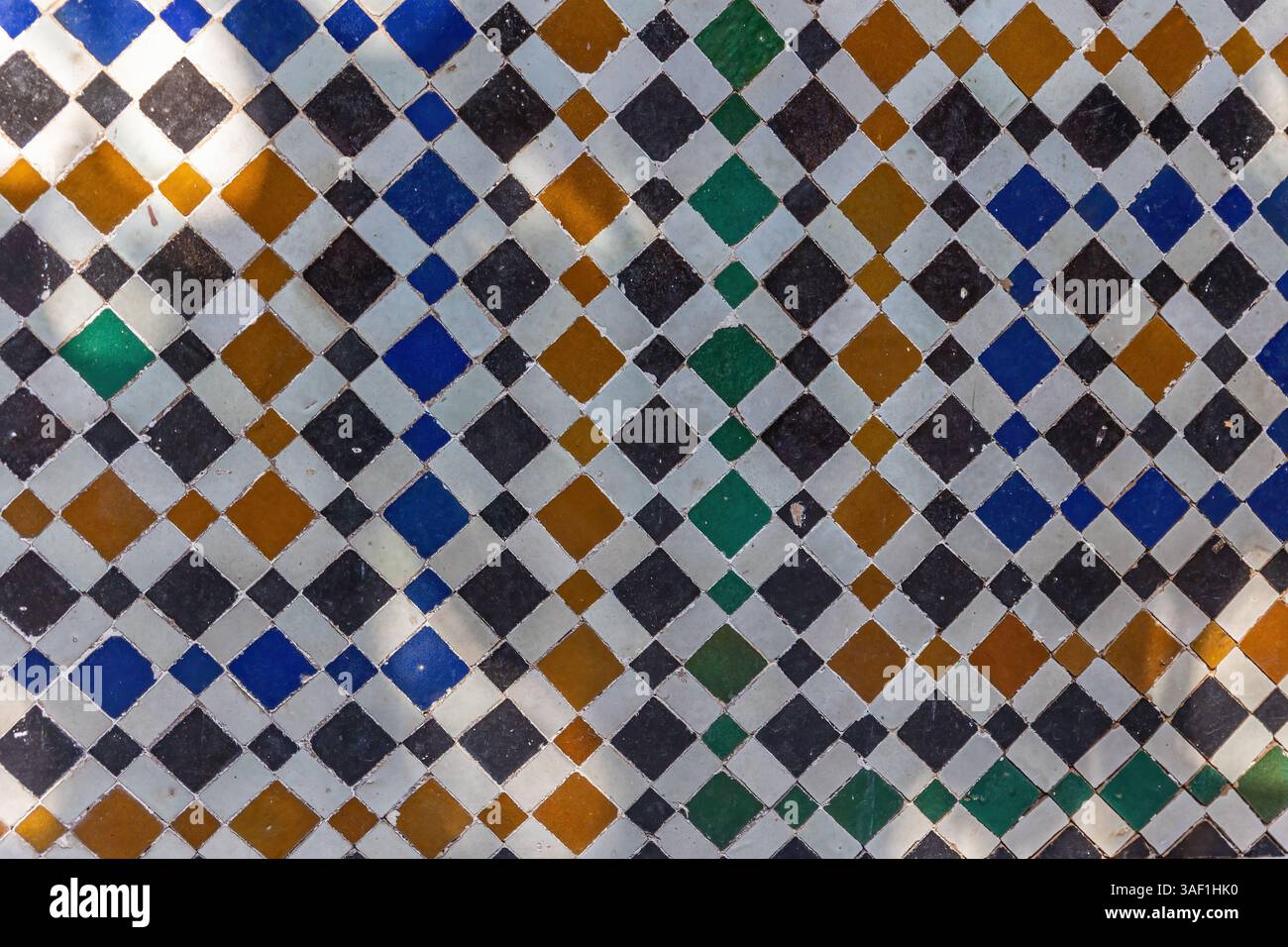 Moroccan zellige mosaic tiling, Bahia Palace, Marrakech, Morocco ...