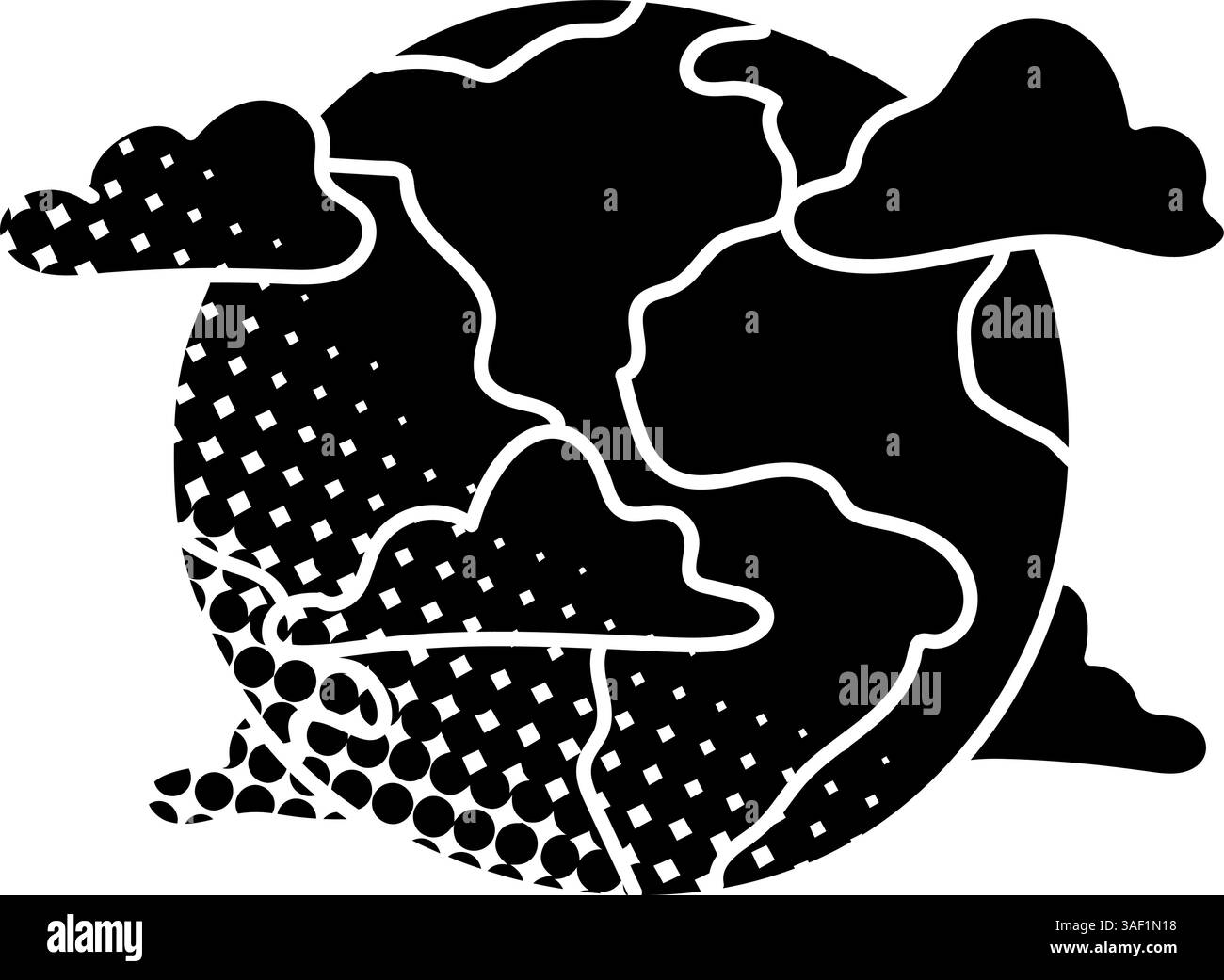 Earth globe black hand drawn icon in halftone texture style Stock ...
