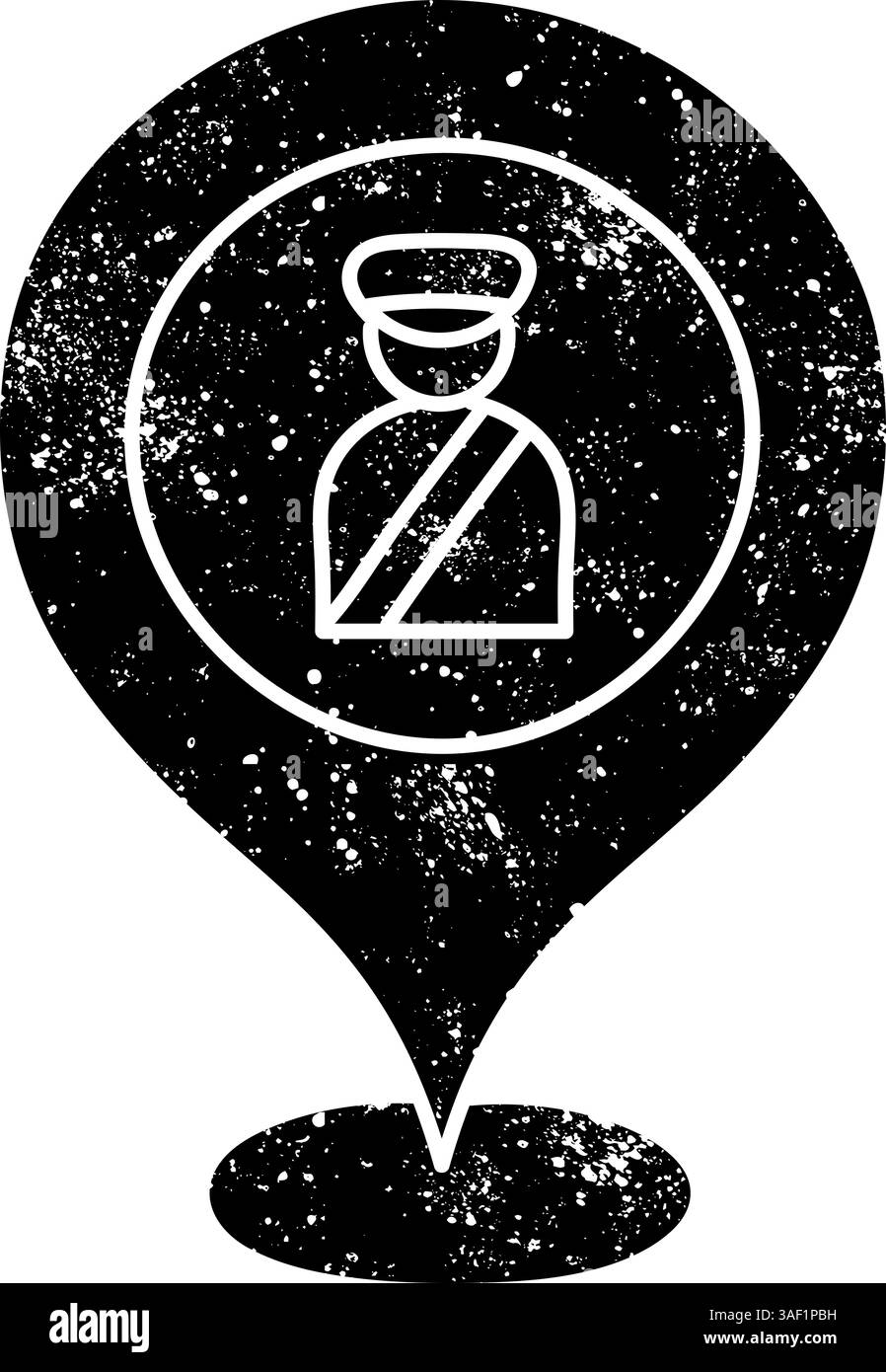 black hand drawn icon in grunge look pin map checkpoint Stock Vector ...