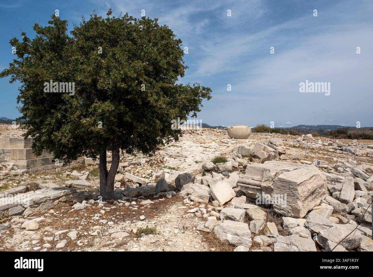 Replica monolithic stone vase at the Sanctuary of Aphrodite ...