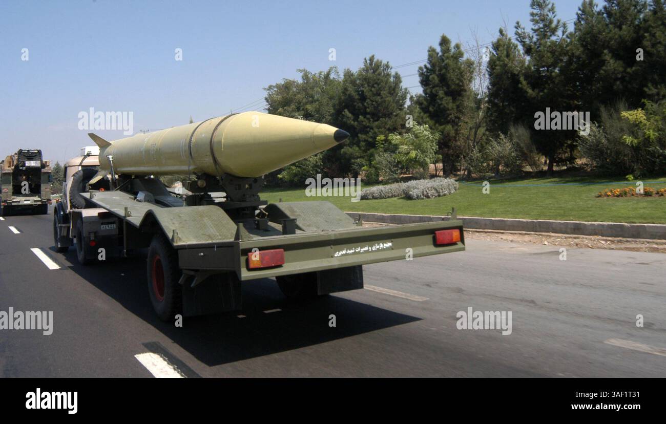 Sep 22, 2005; Tehran, IRAN; Iran's Shahab-3 missile, a weapon capable ...