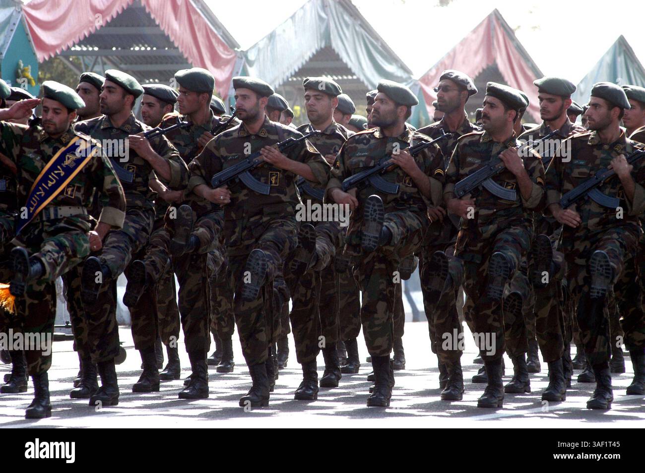 Sep 22, 2005; Tehran, IRAN; Iranian army members march during a parade ...