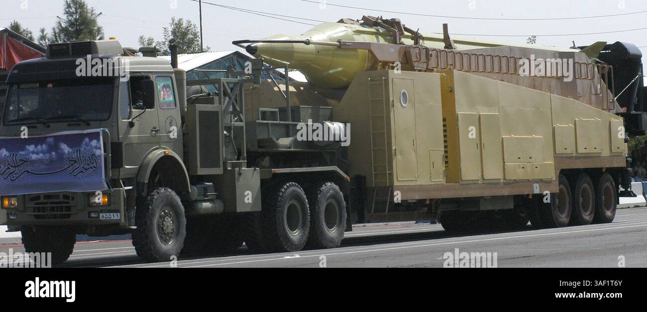 Sep 22, 2005; Tehran, IRAN; Iran's Shahab-3 missile, a weapon capable ...