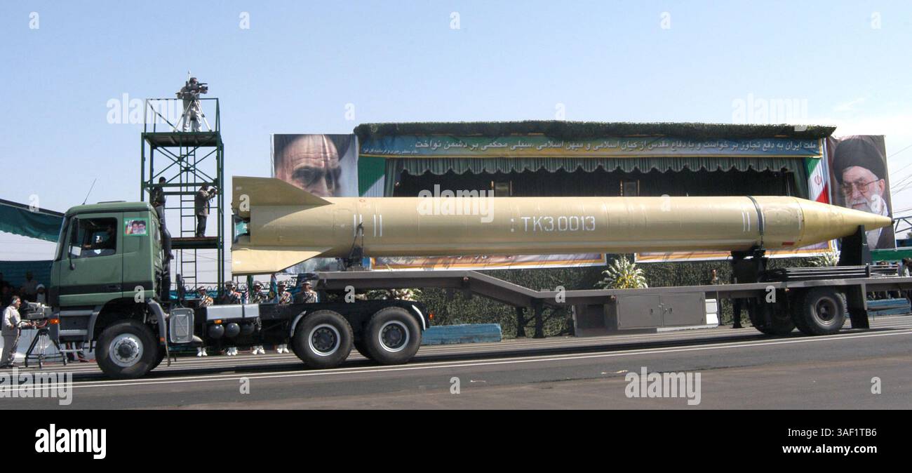 Sep 22, 2005; Tehran, IRAN; Iran's Shahab-3 missile, a weapon capable ...