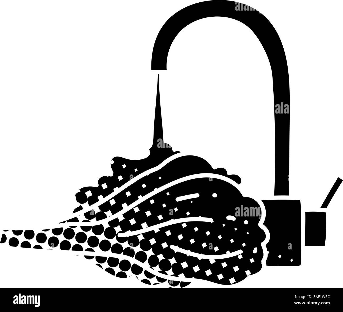 Vegetable washed under kitchen sink faucet black hand drawn icon in ...