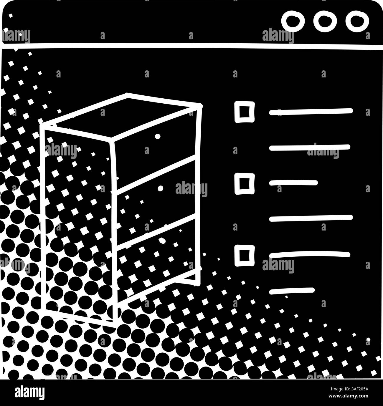 Woodworking design app black hand drawn icon in halftone texture style ...