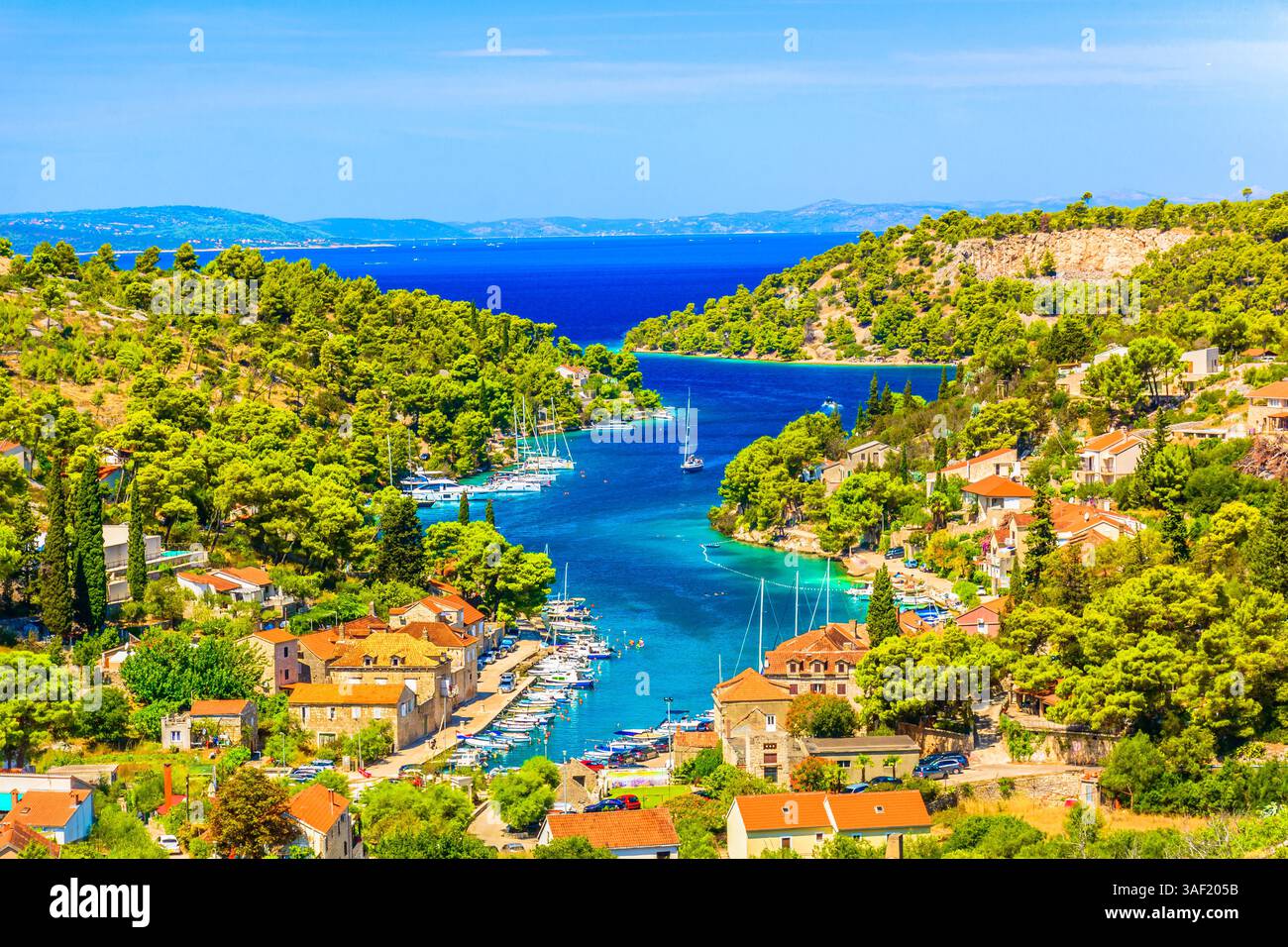 Aerial View of Marble Bay of Bobovisca na Moru, Brac Island, Croatia ...