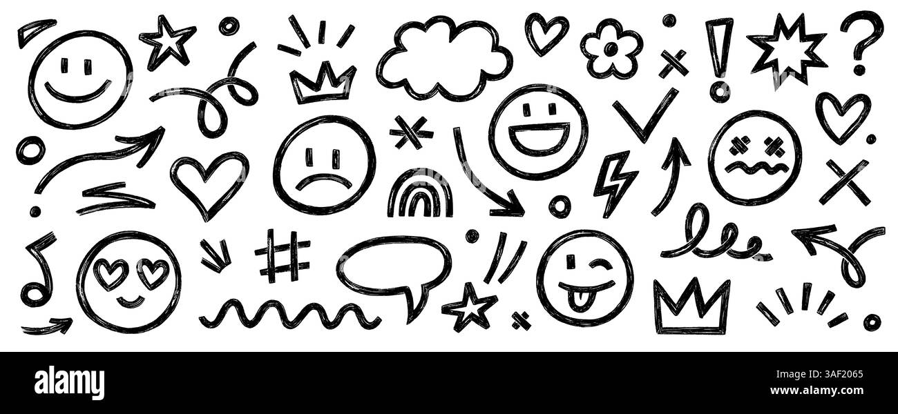 Hand drawn crayon smiley face hi-res stock photography and images - Alamy