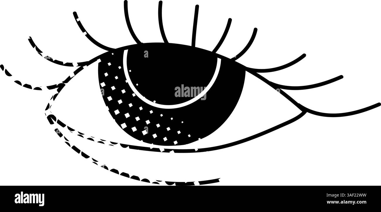Women eye black hand drawn icon in halftone texture style Stock Vector ...
