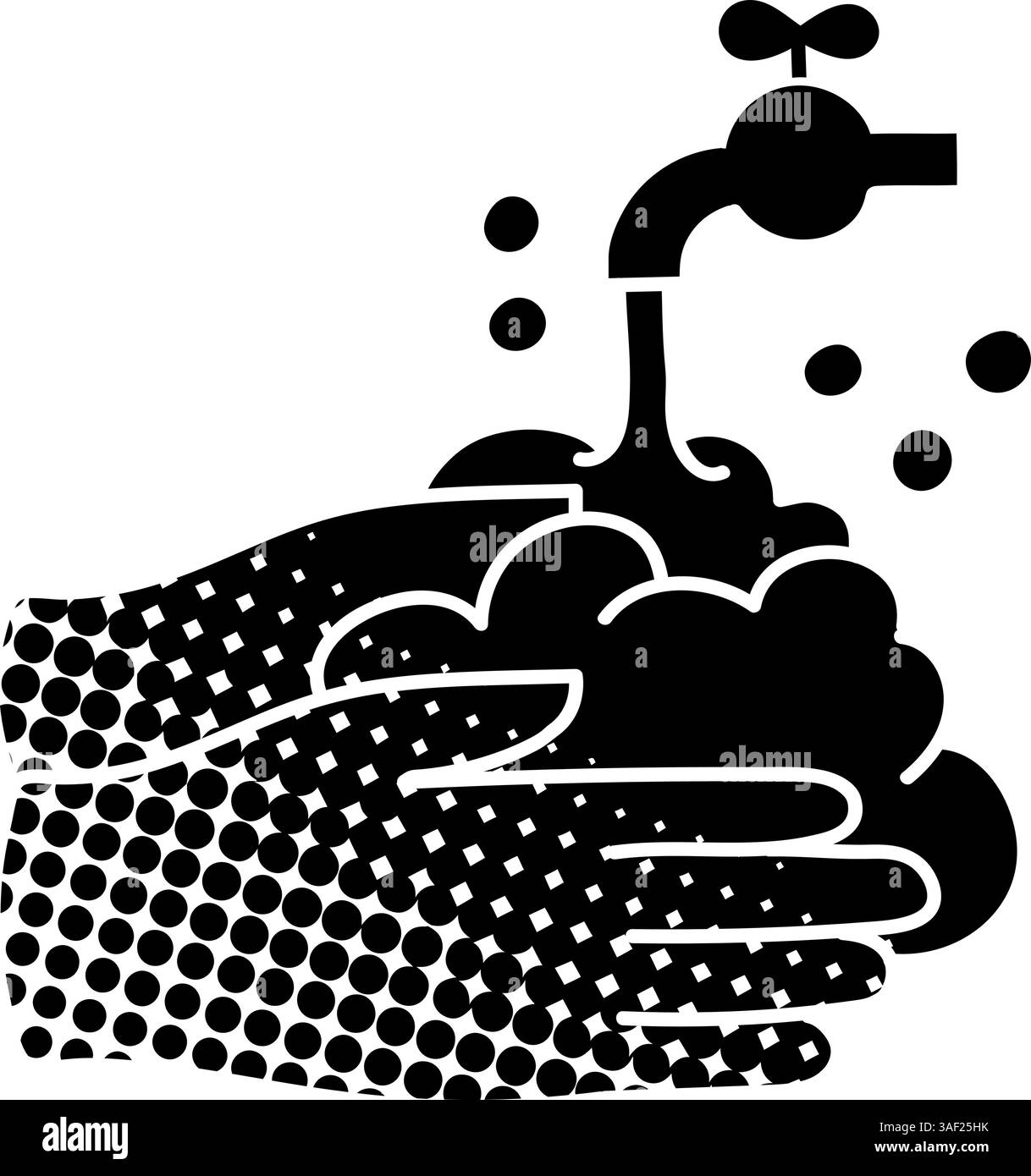 Hand washing black hand drawn icon in halftone texture style Stock ...