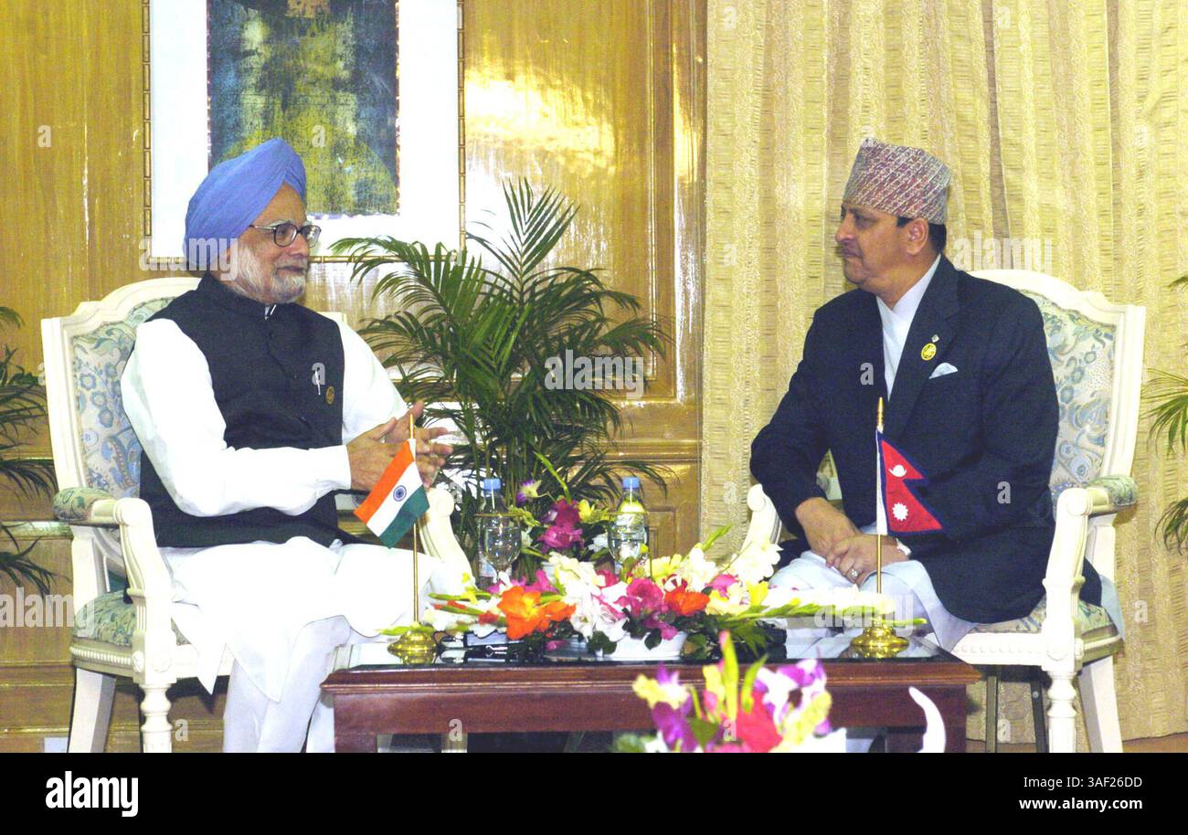 Nov 13, 2005; Dhaka, INDIA; Indian Prime Minister Dr. MANMOHAN SINGH meets with King GYANENDRA ...