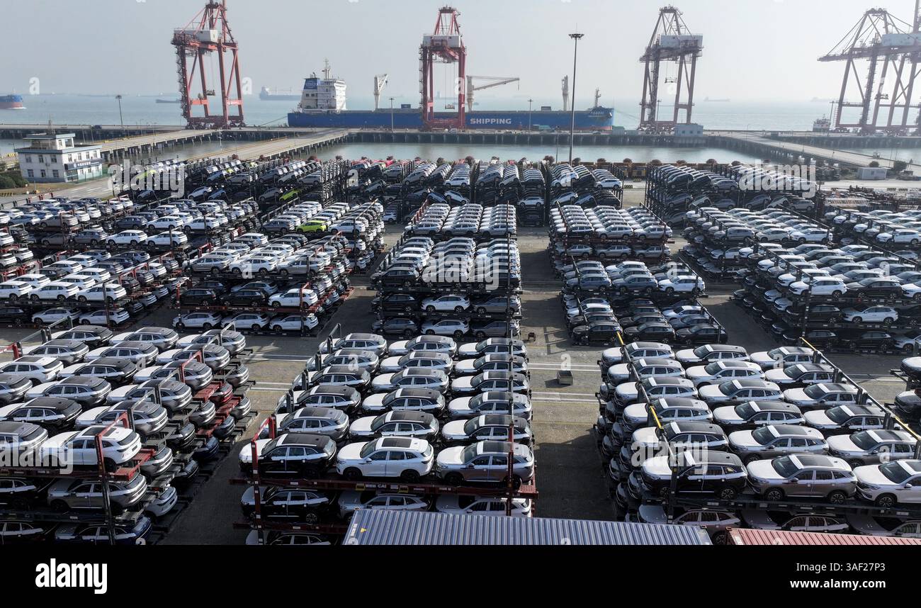 SUZHOU, CHINA - APRIL 7, 2025 - Vehicles are about to be exported via ...