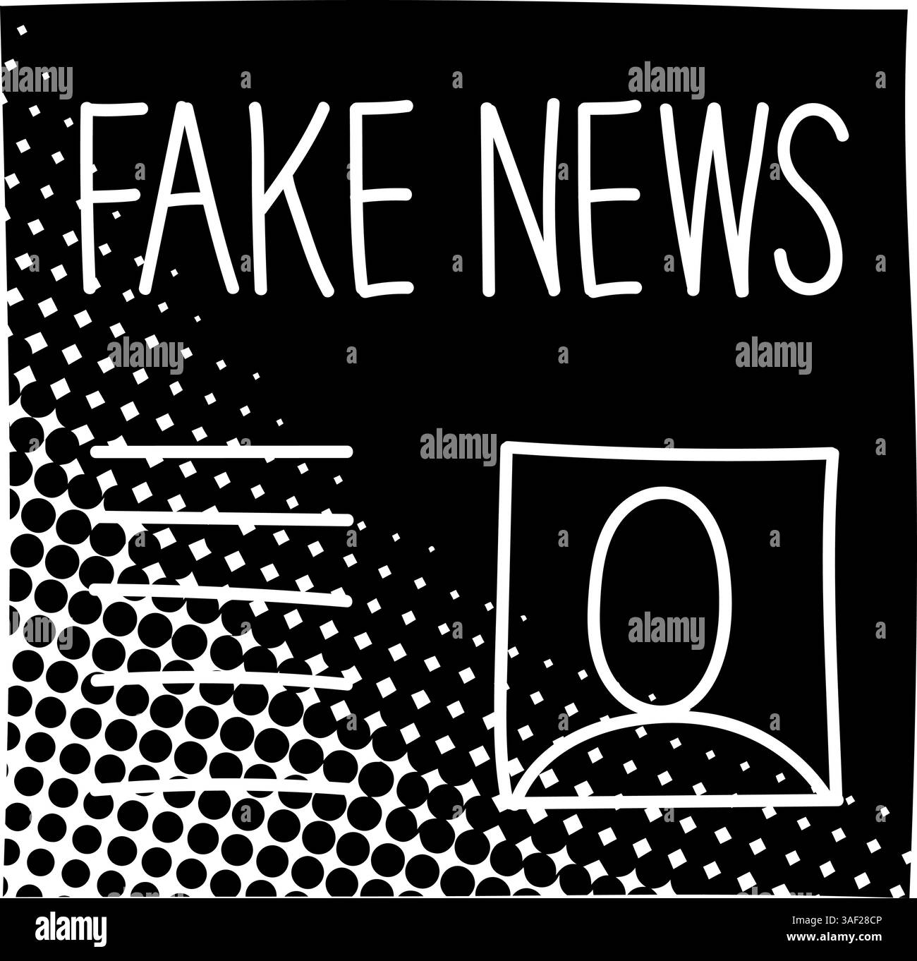 Fake news newspaper black hand drawn icon in halftone texture style ...