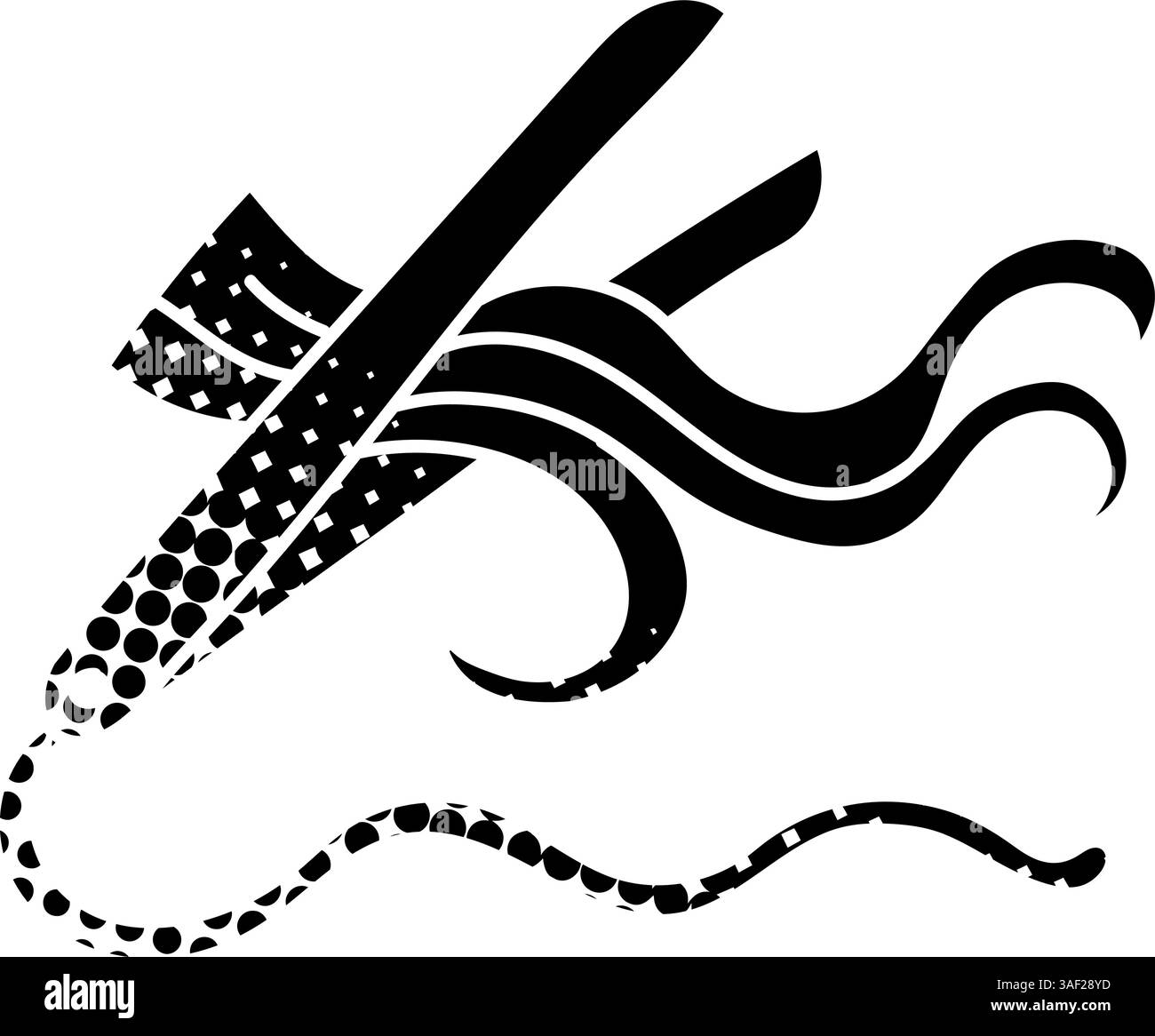 Hair iron icon straightener, curling, flat black hand drawn icon in halftone texture style Stock ...