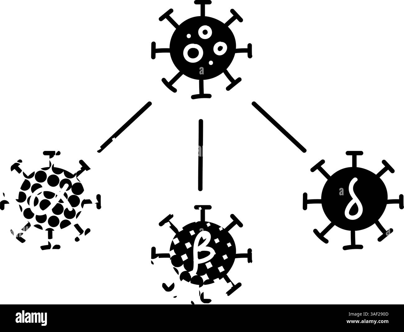 Virus mutation concept black hand drawn icon in halftone texture style ...