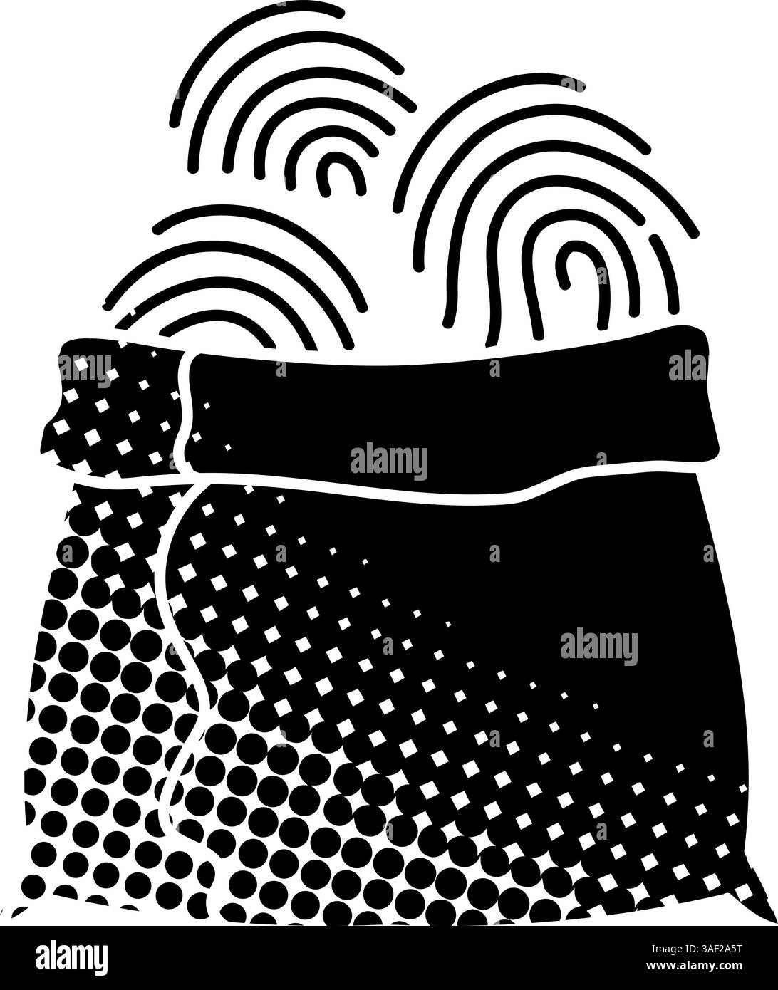 Fingerprint identity harvest black hand drawn icon in halftone texture ...