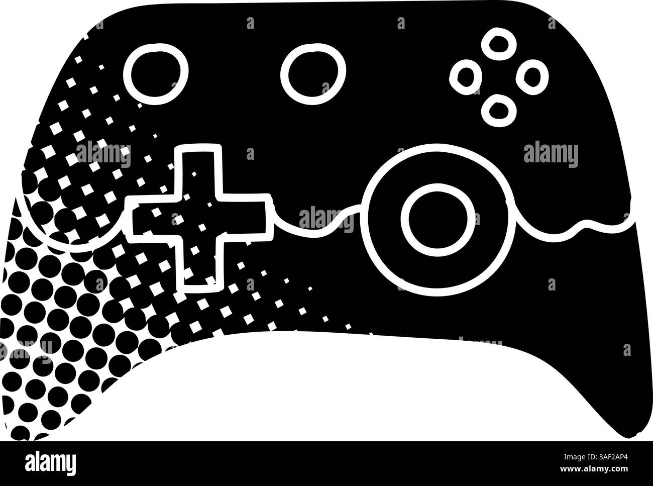 Game controller black hand drawn icon in halftone texture style Stock ...