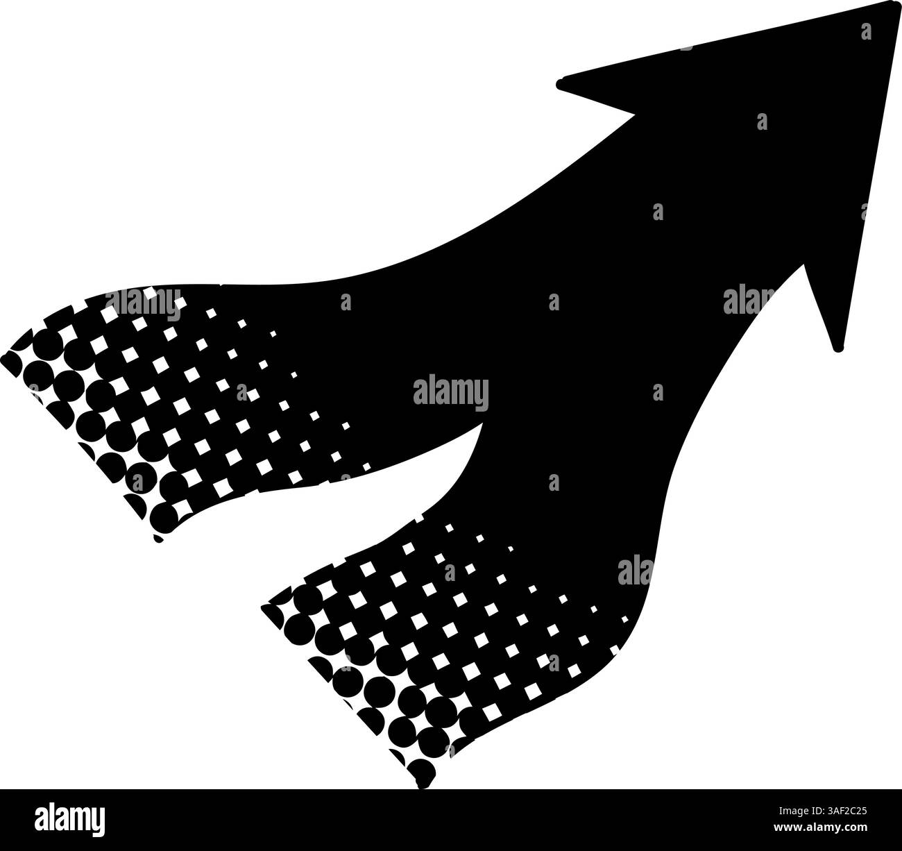 Arrow black hand drawn icon in halftone texture style Stock Vector ...