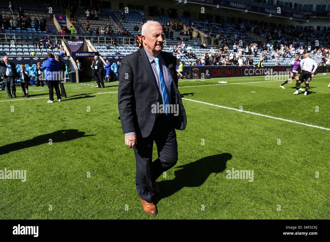 Former Coventry City player Barry Powell on the pitch at half time ...