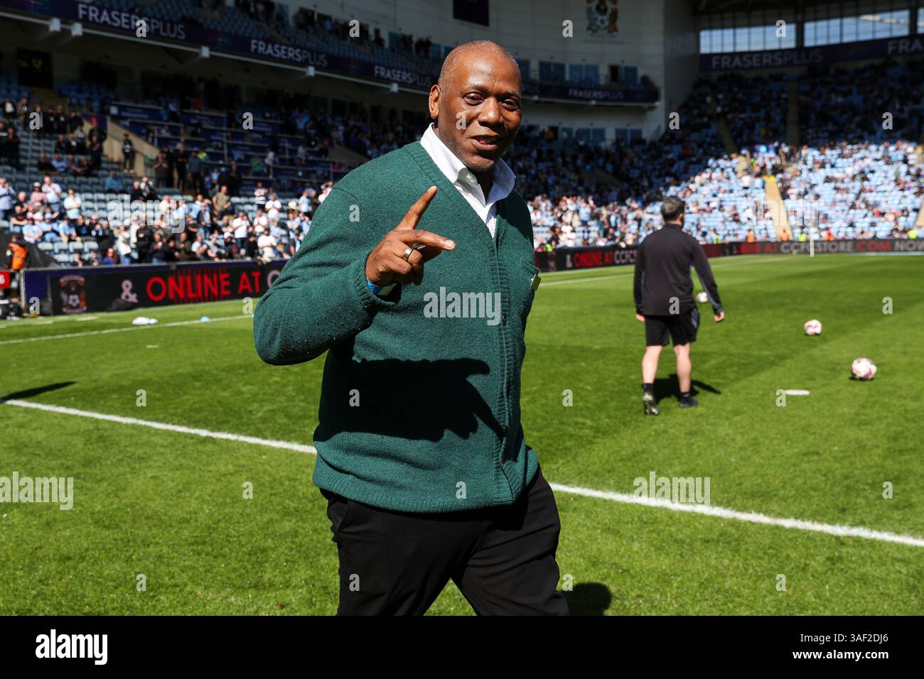 Former Coventry City player John Williams on the pitch at half time ...