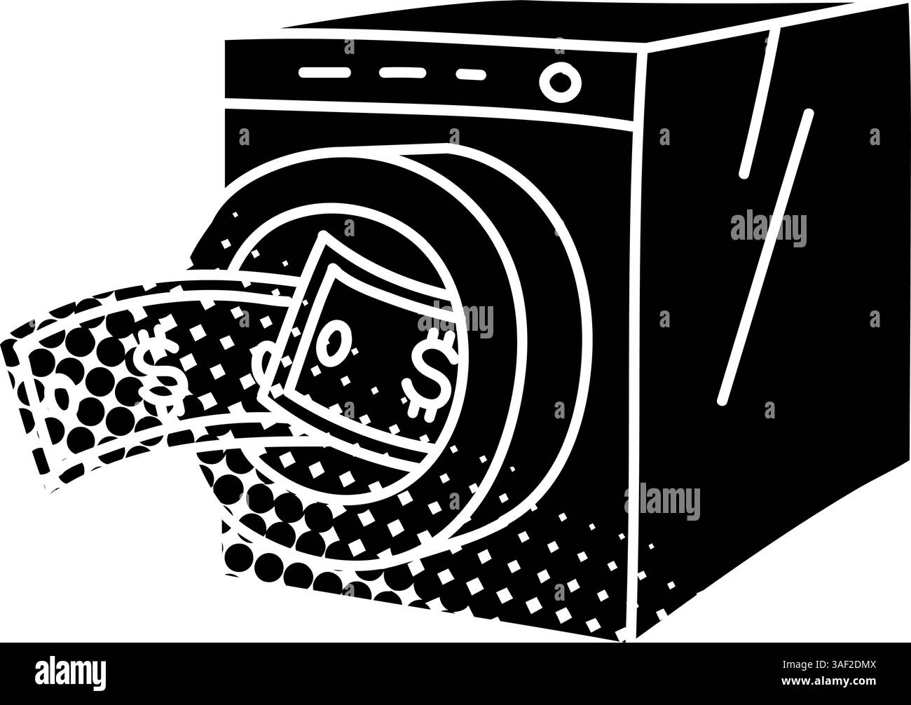 Money laundry black hand drawn icon in halftone texture style Stock ...