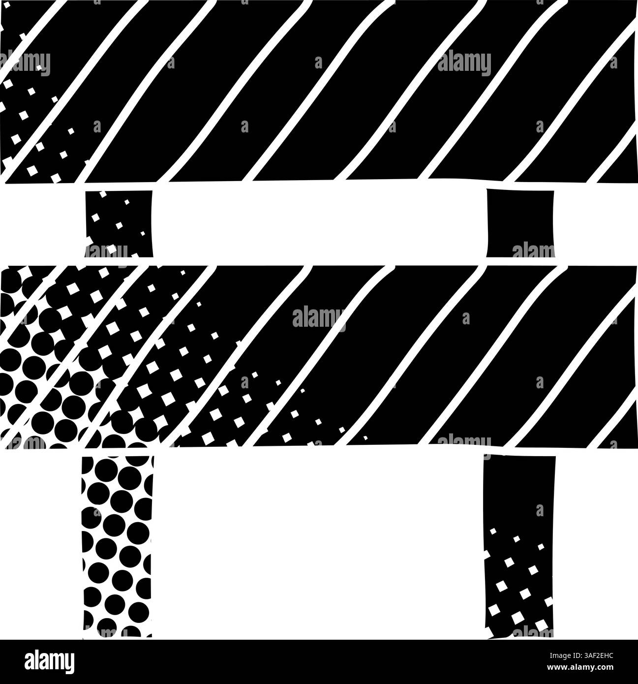 Road warning sign black hand drawn icon in halftone texture style Stock ...