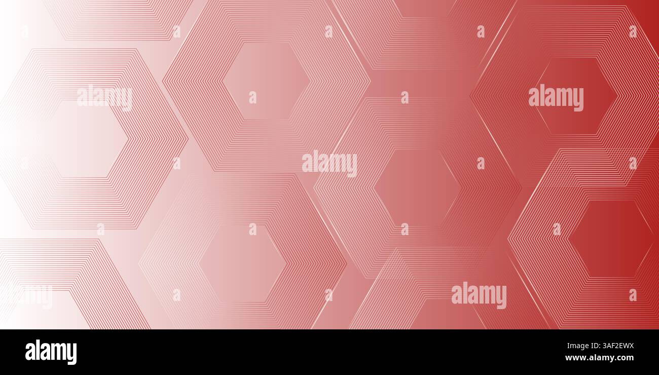 abstract hexagonal white and red background. Smooth hexagon line background, blurred pattern ...