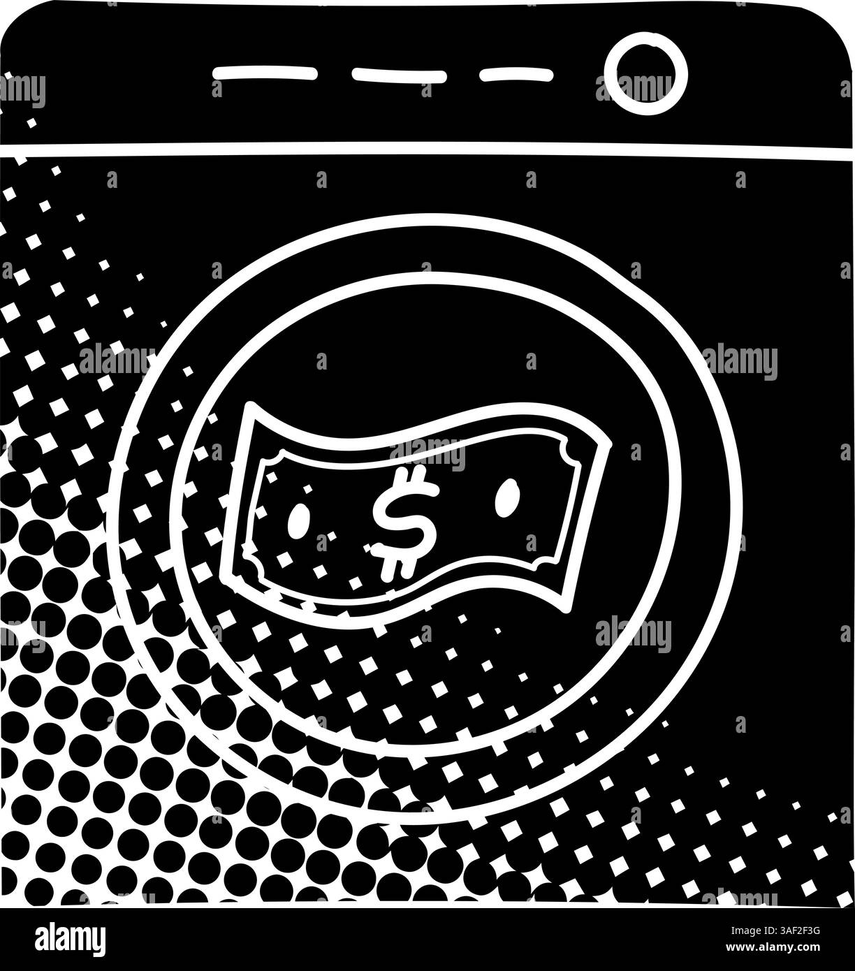 Money laundry black hand drawn icon in halftone texture style Stock ...