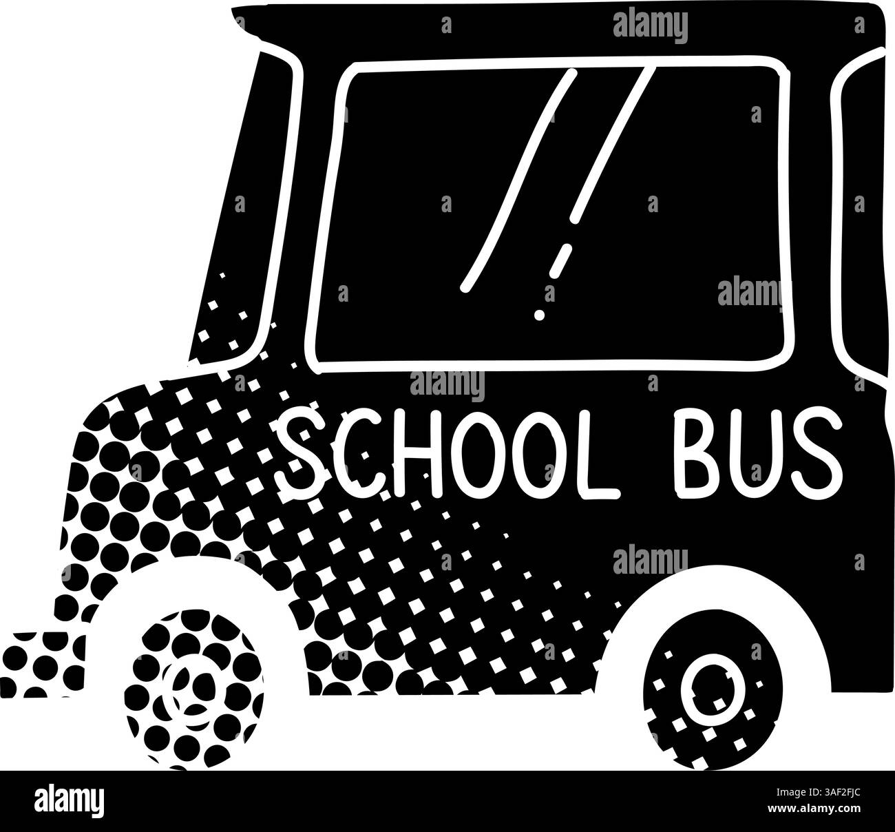 School bus black hand drawn icon in halftone texture style Stock Vector ...
