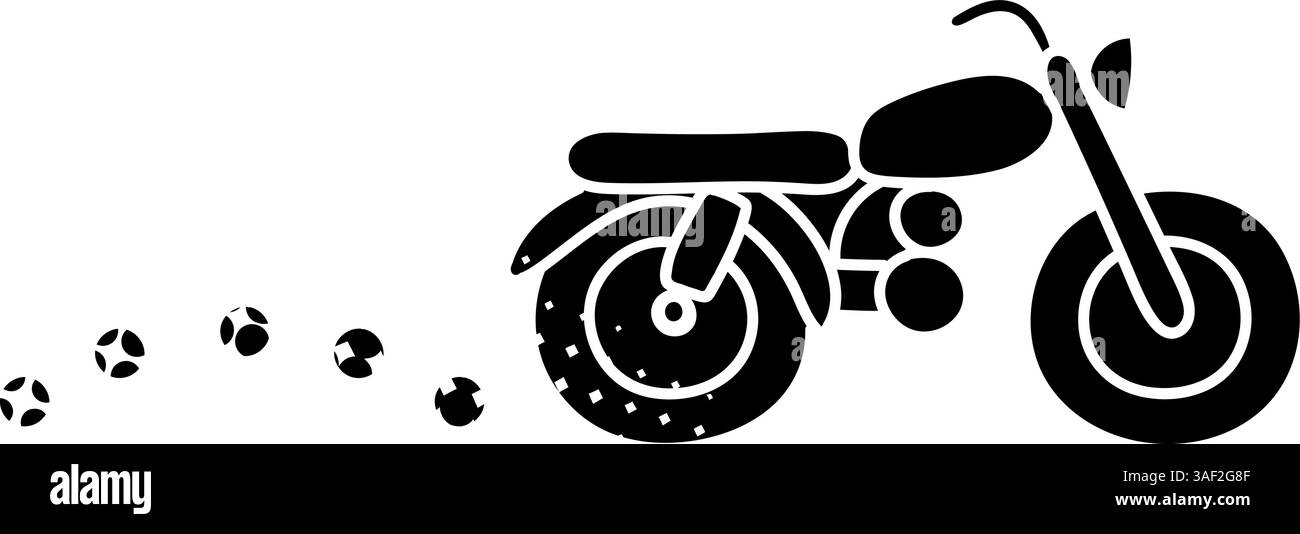black hand drawn icon in halftone texture style map motorcycle route ...