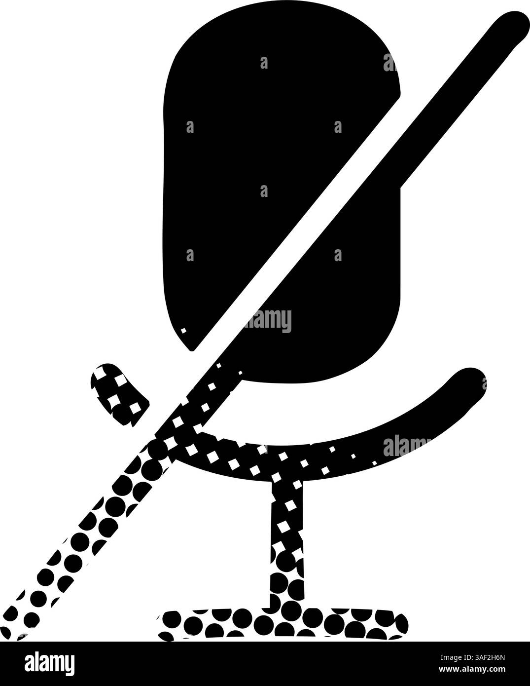 Microphone disabled black hand drawn icon in halftone texture style ...