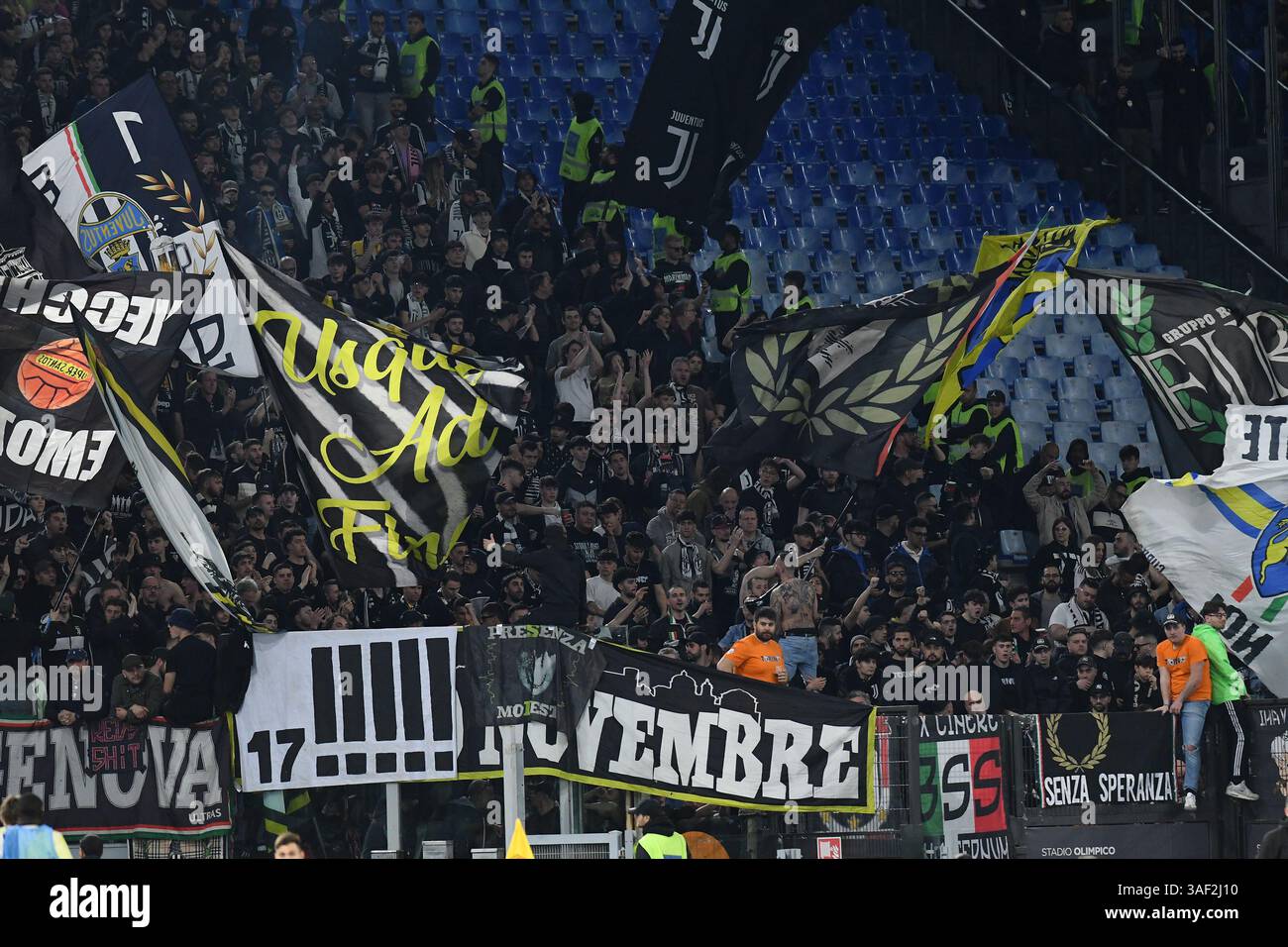 Rome, Lazio. 06th Apr, 2025. Juventus fans during the Serie A match ...