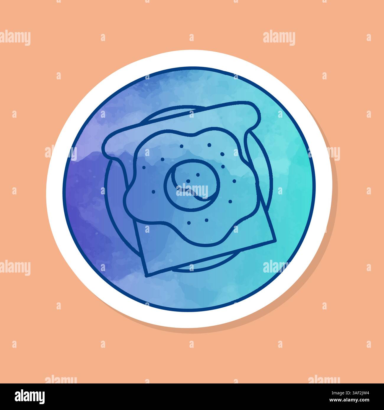 Bread and egg breakfast menu color sticker Stock Vector Image & Art - Alamy