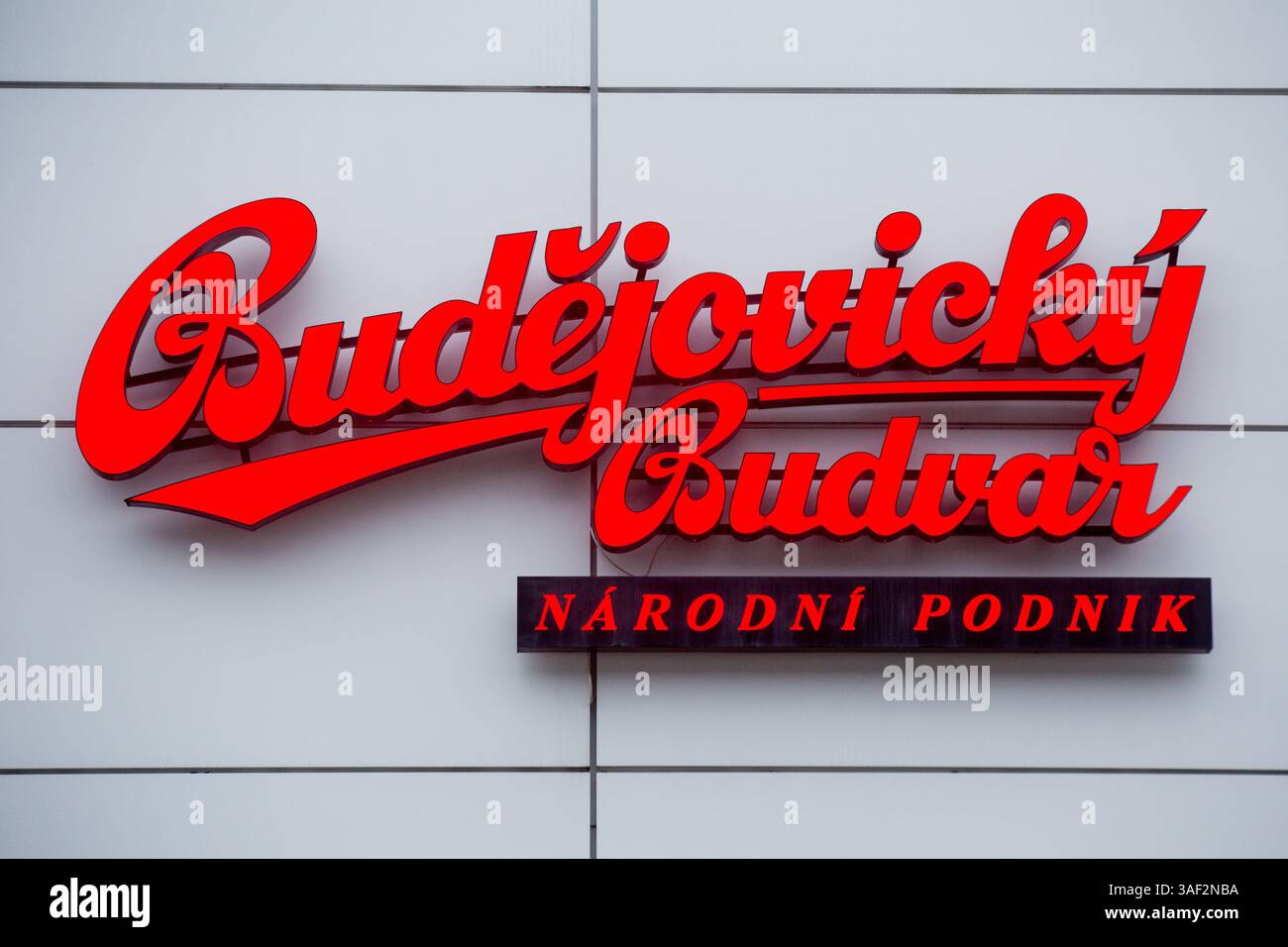 Budejovicky Budvar logo seen on the Budweiser Budvar Visitor Center.The ...