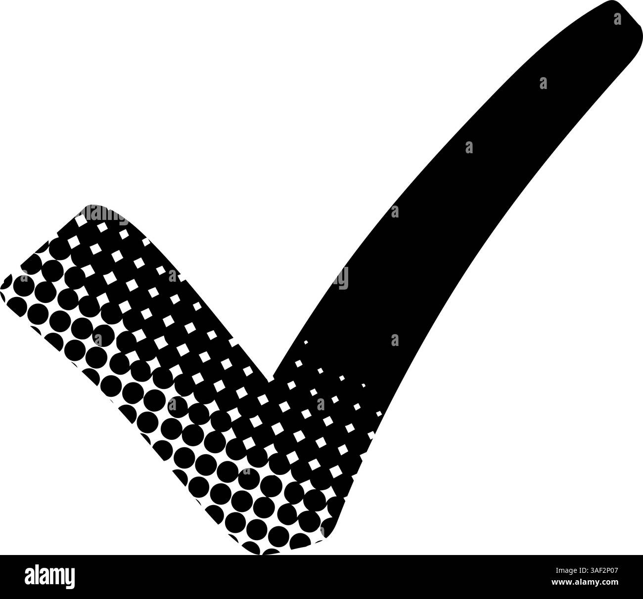 Check mark black hand drawn icon in halftone texture style Stock Vector ...