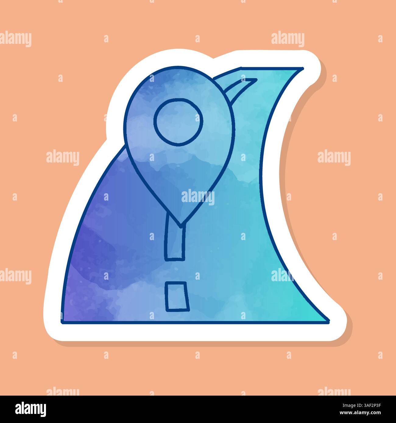 color sticker map pin on road icon Stock Vector Image & Art - Alamy