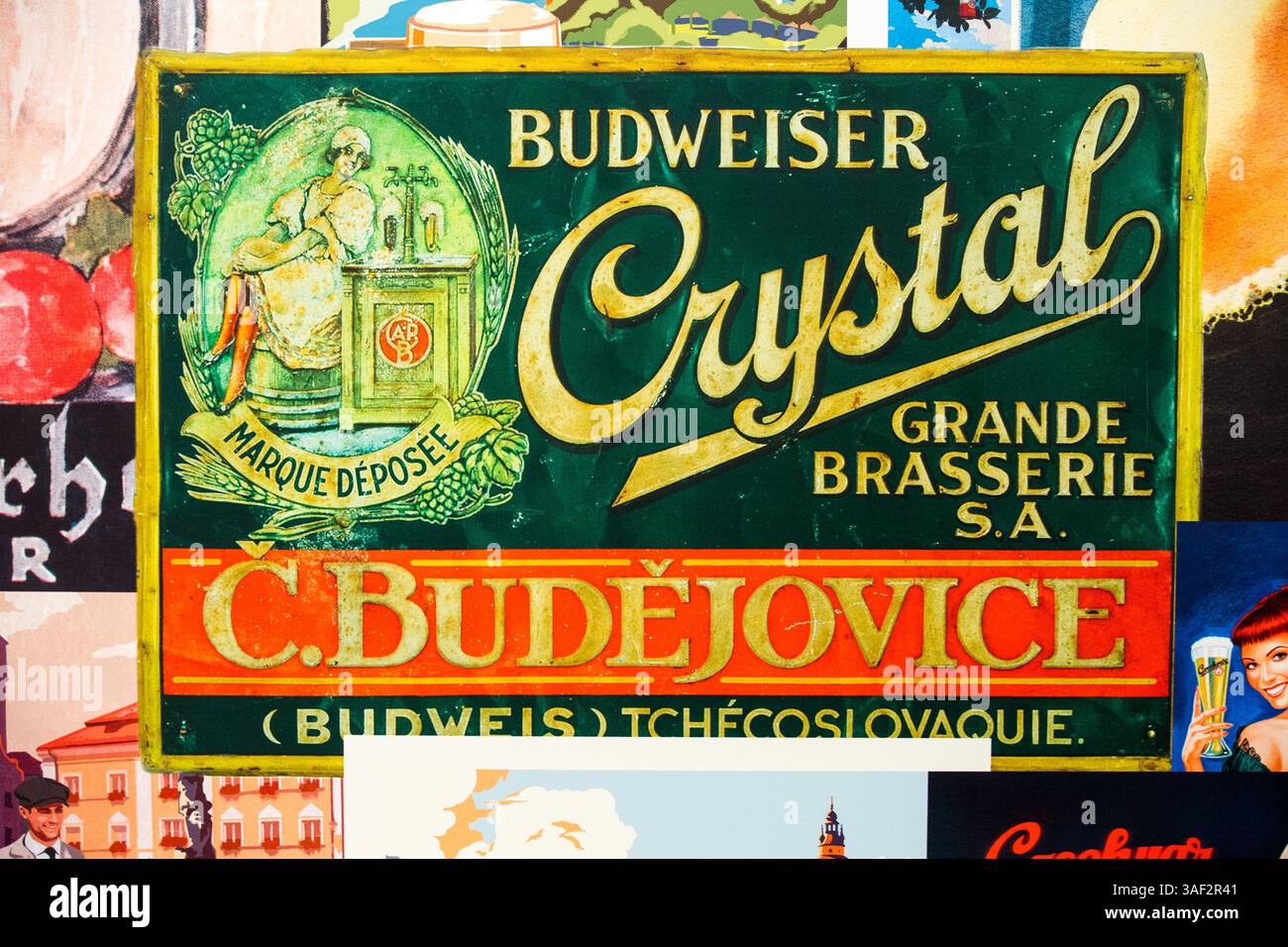 Ceske Budejovice, Czech Republic. 10th Nov, 2024. Old beer posters seen ...