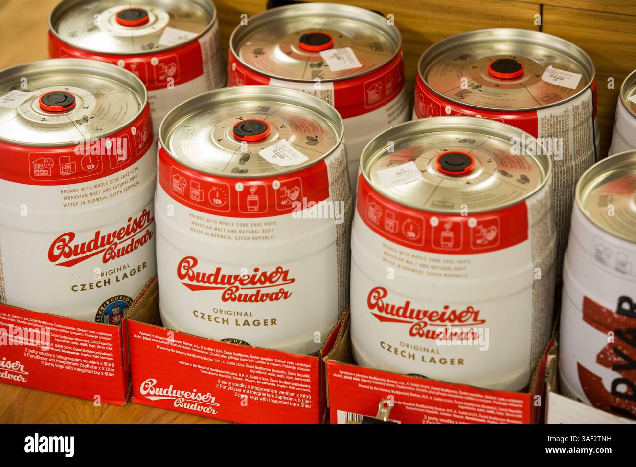 Budweiser Budvar Premium Czech Lager 5 litre mini keg cans seen in ...