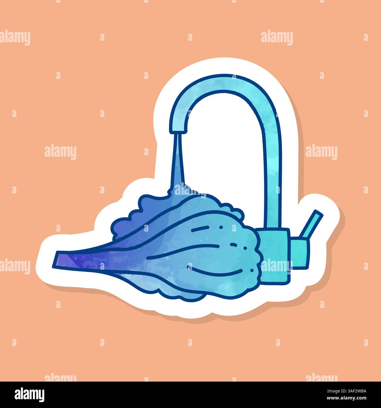 Vegetable washed under kitchen sink faucet color sticker Stock Vector ...