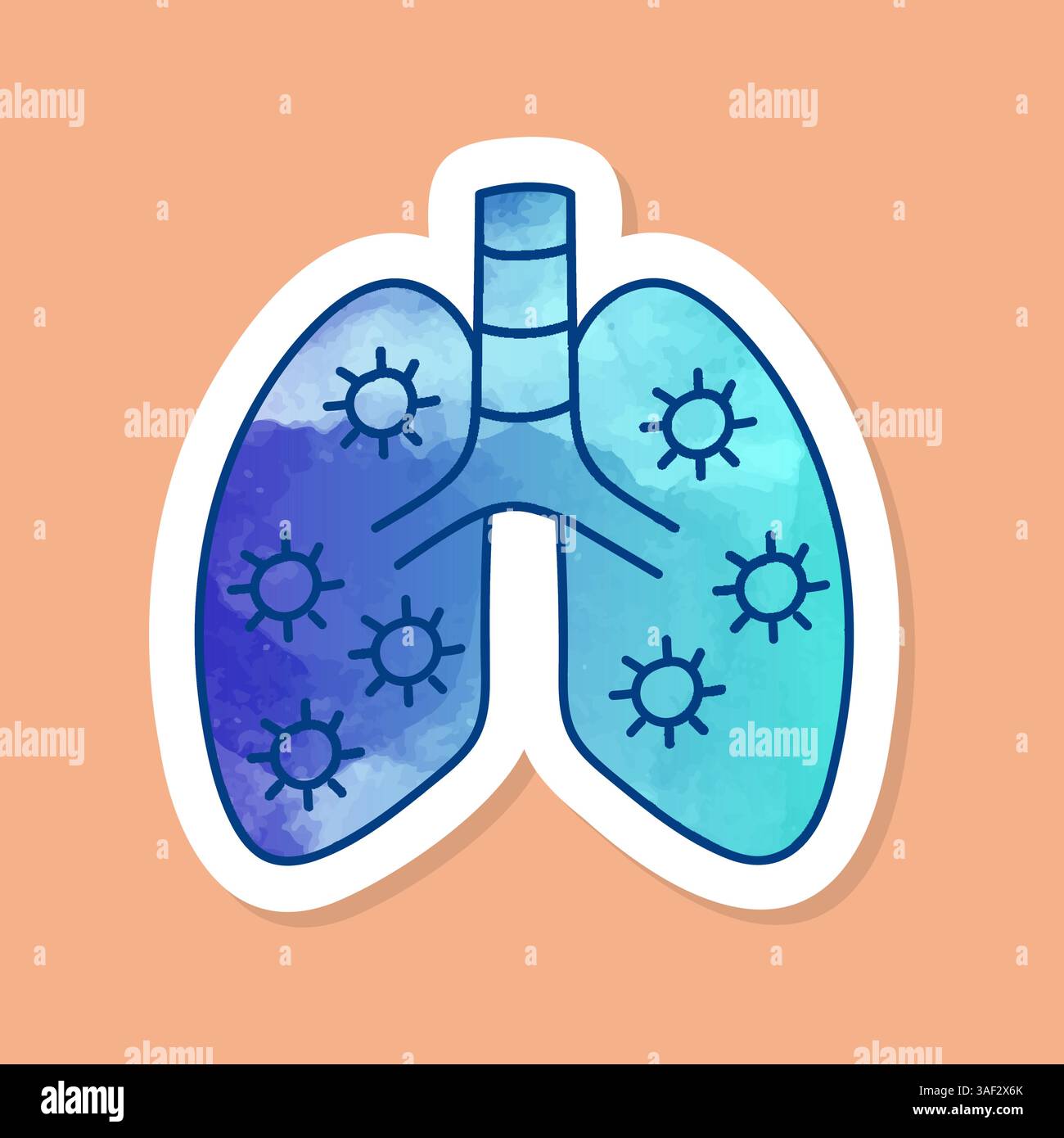 Virus infected human lungs color sticker Stock Vector Image & Art - Alamy