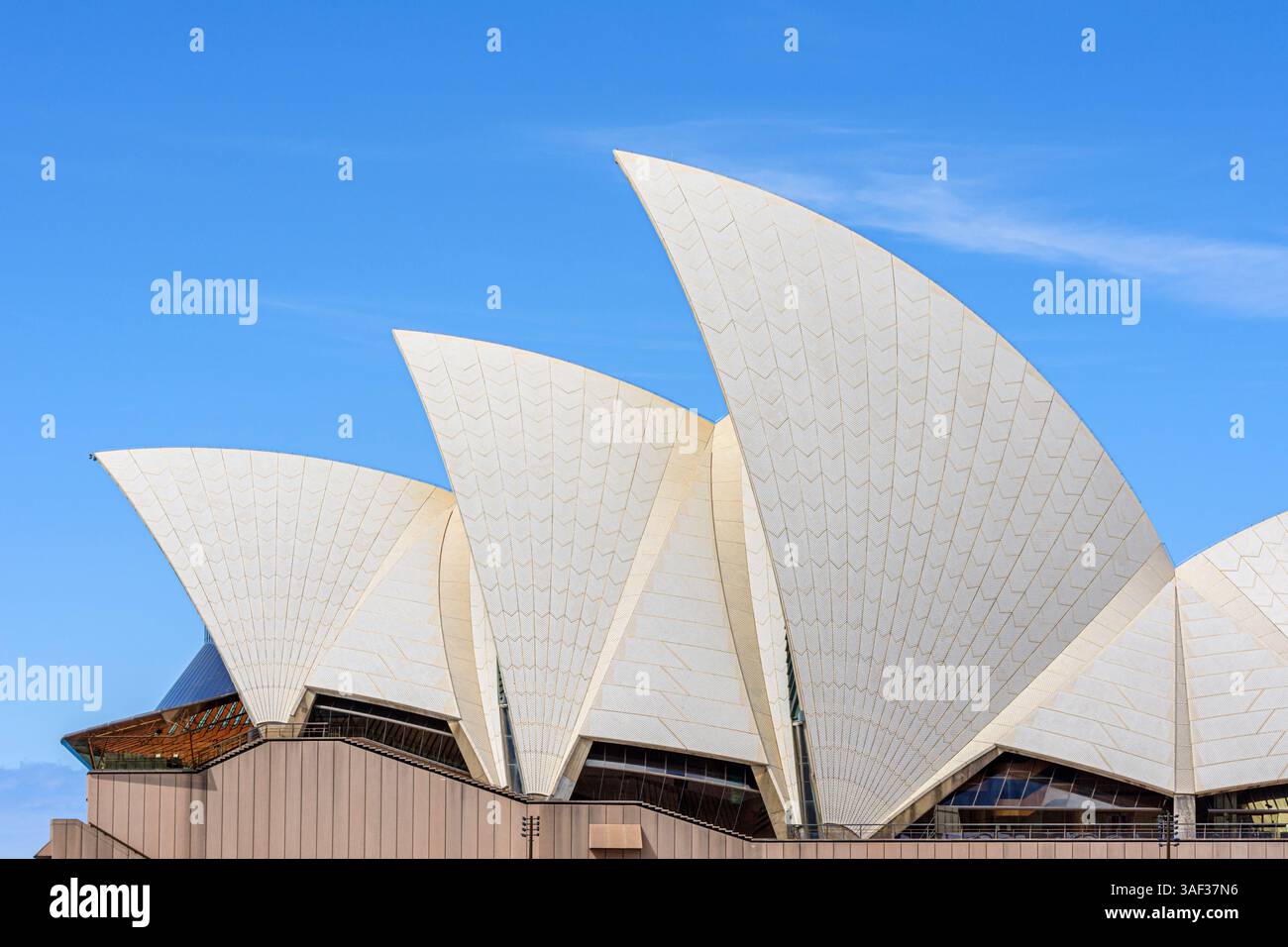 The sail-shaped roof shells on the Sydney Opera House, Bennelong Point ...