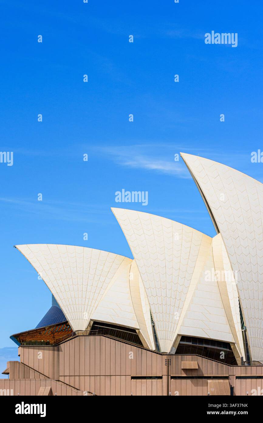 The sail-shaped roof shells on the Sydney Opera House, Bennelong Point ...