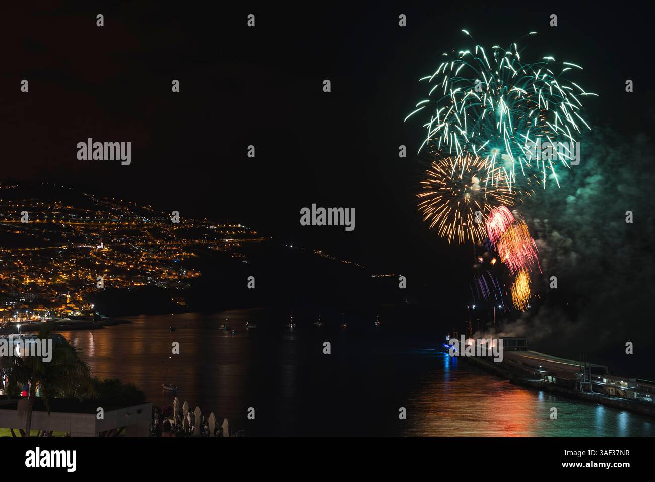 Spectacular Fireworks Display in Funchal Madeira Stock Photo - Alamy
