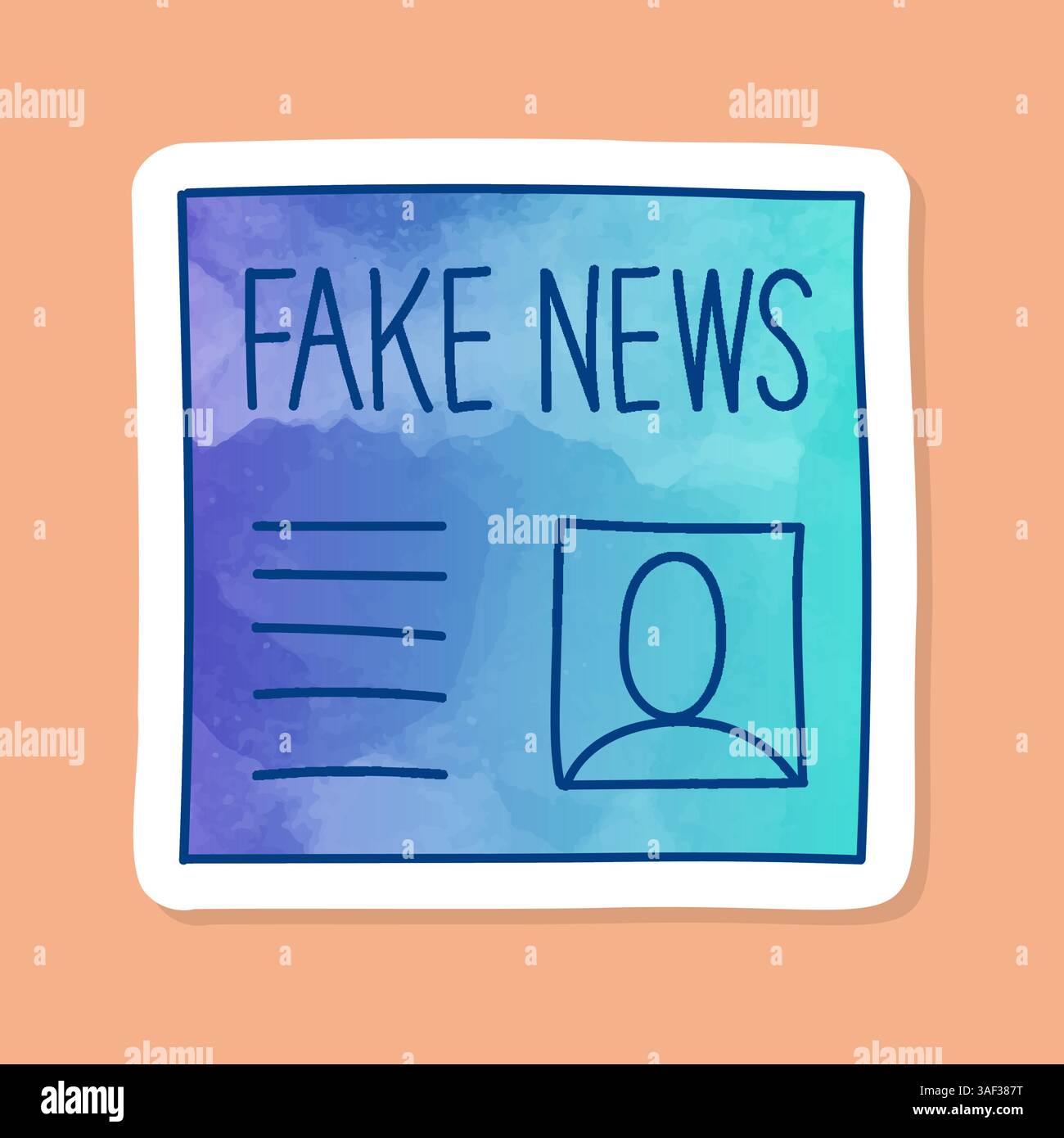 Fake news newspaper color sticker Stock Vector Image & Art - Alamy
