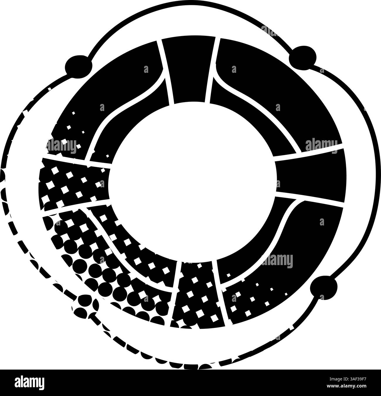 Life buoy black hand drawn icon in halftone texture style Stock Vector ...