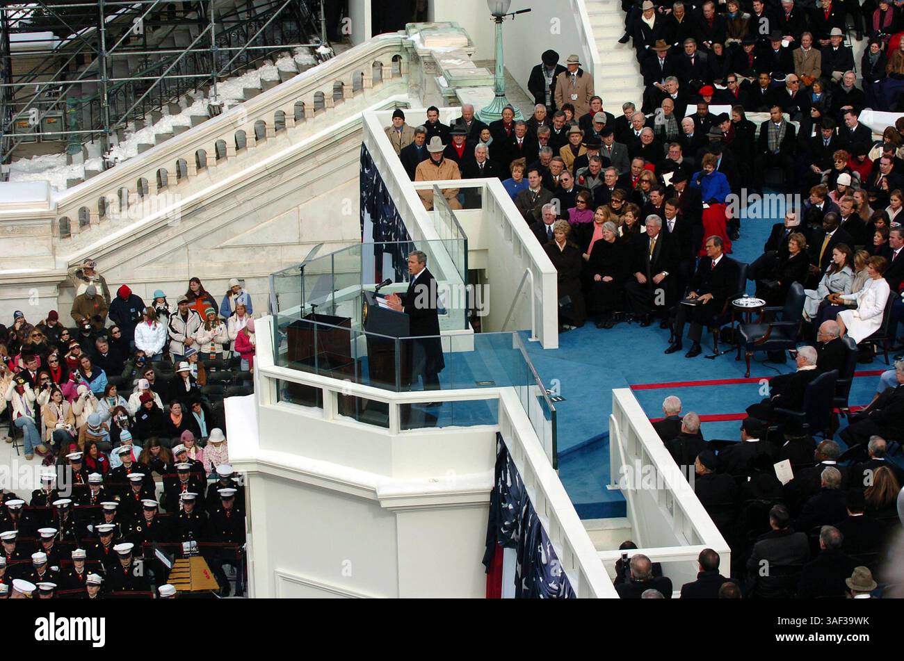 Jan 20, 2005; Washington, DC, USA; President GEORGE W BUSH speaks after ...