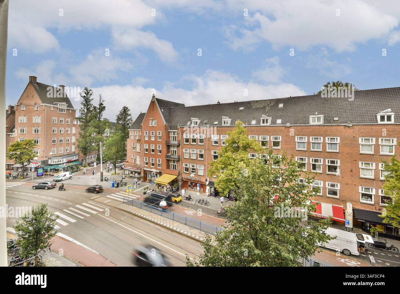 A picturesque urban scene featuring a blend of historic and modern ...